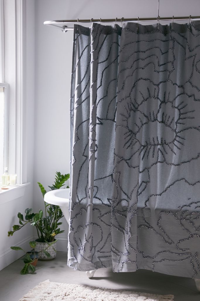 Margot Tufted Floral Shower Curtain | Urban Outfitters