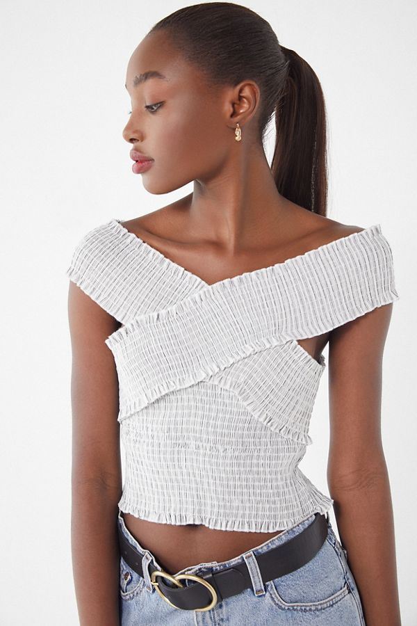 UO Smocked Cross-Neck Top | Urban Outfitters