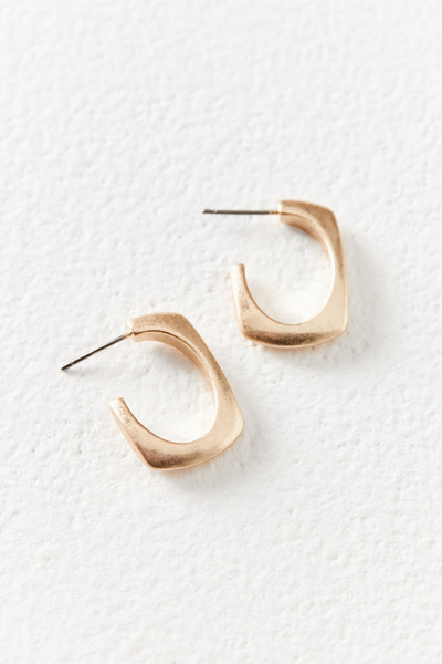 River Curved Rectangle Hoop Earring | Urban Outfitters