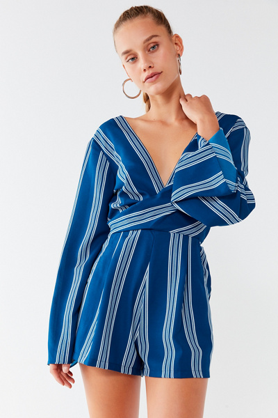 UO Striped Surplice Romper | Urban Outfitters