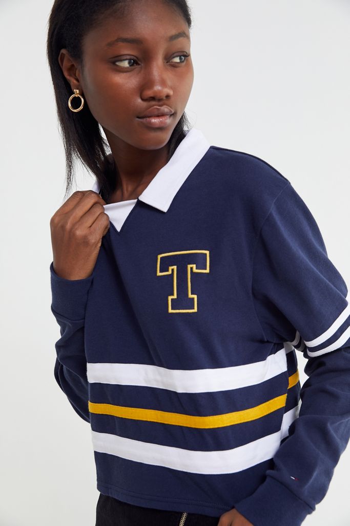 Tommy Jeans Colorblock Cropped Rugby Shirt | Urban Outfitters
