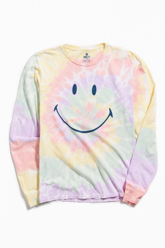 Tie Dye Smile Long Sleeve Tee Urban Outfitters