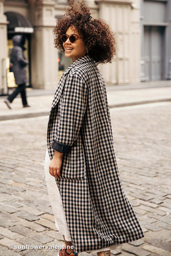 UO Checkered Longline Overcoat | Urban Outfitters