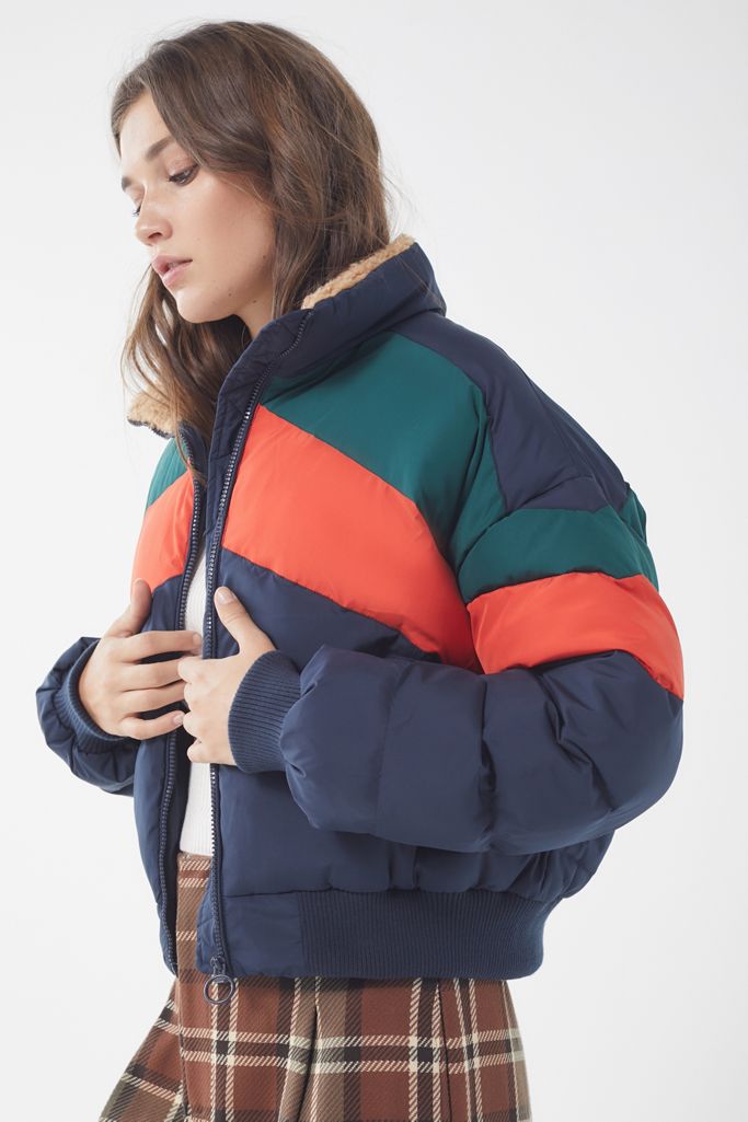UO Chevron Cropped Puffer Jacket | Urban Outfitters