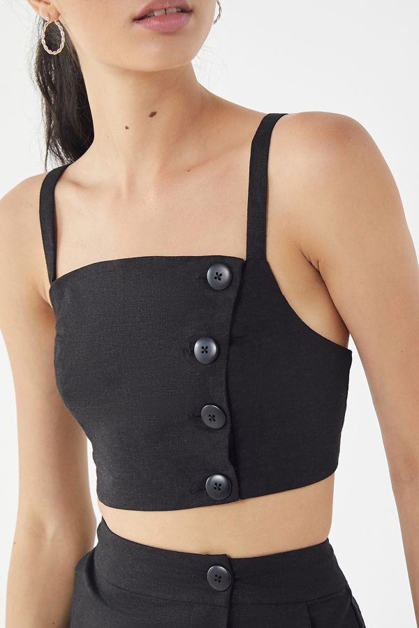 UO Amanda Button-Down Cropped Top | Urban Outfitters