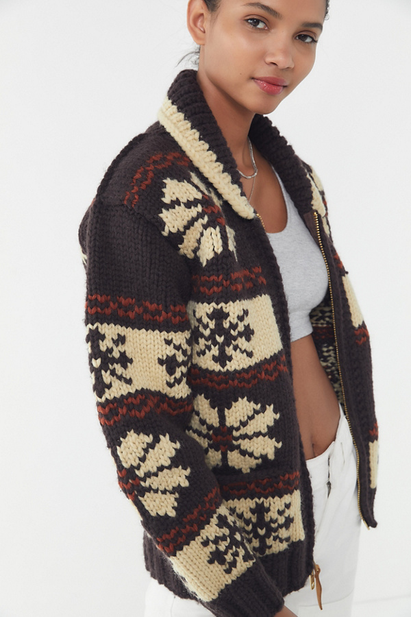 Canadian Sweater Company Snowflake Knit Zip-Up Sweater | Urban Outfitters