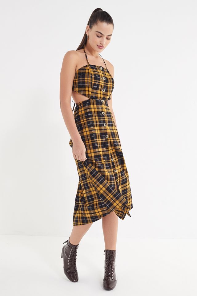 UO Halter Linen Button-Down Tie Dress | Urban Outfitters