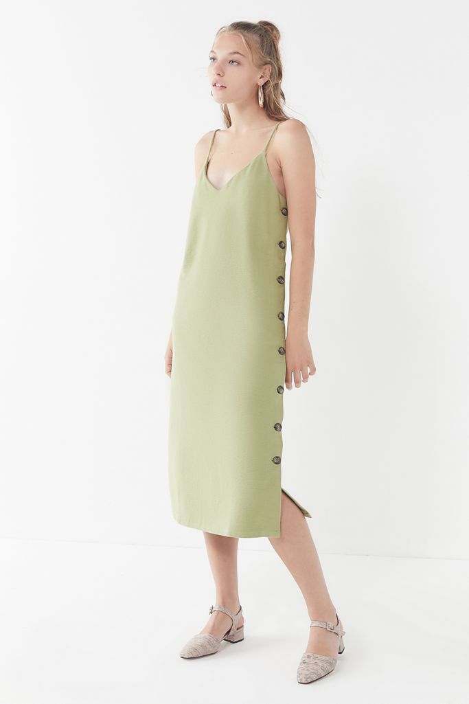 UO Monica Side-Button Slip Dress | Urban Outfitters