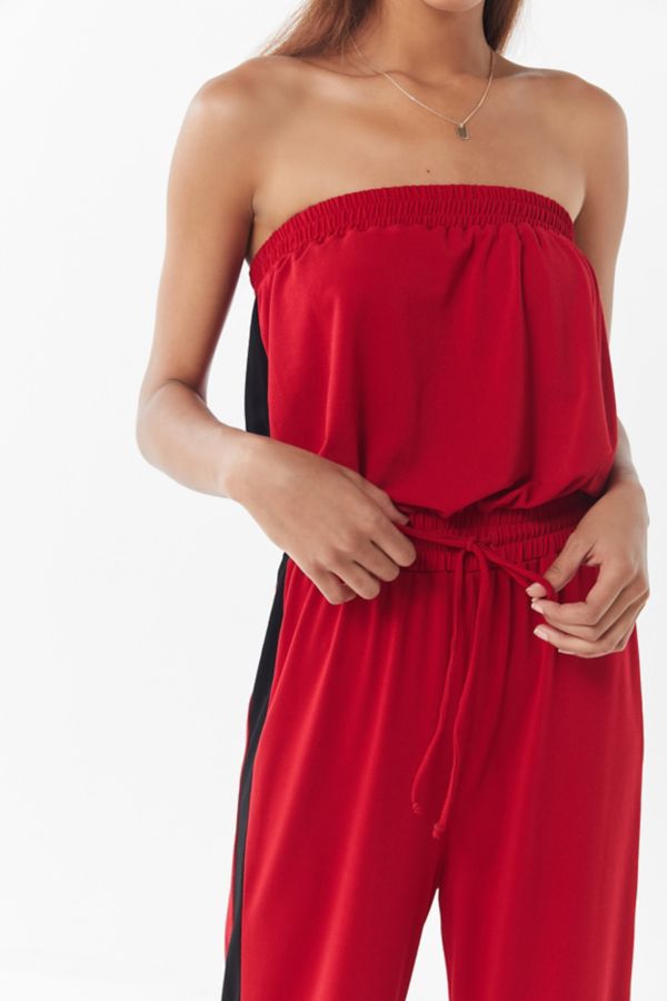 Uo Sporty Side Stripe Strapless Jumpsuit Urban Outfitters