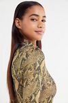UO Shimmer Snake Print Mock-Neck Mini Dress | Urban Outfitters