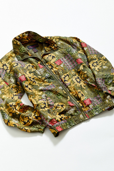 Vintage ‘90s Green Scarf Print Jacket | Urban Outfitters