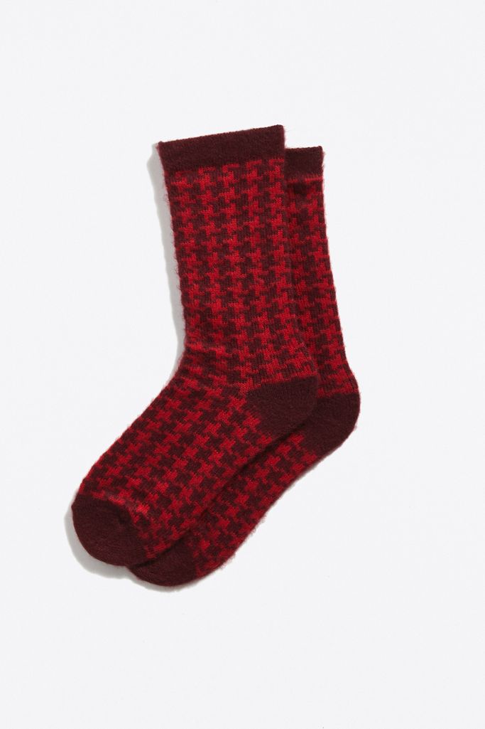 Faux Mohair Houndstooth Sock | Urban Outfitters