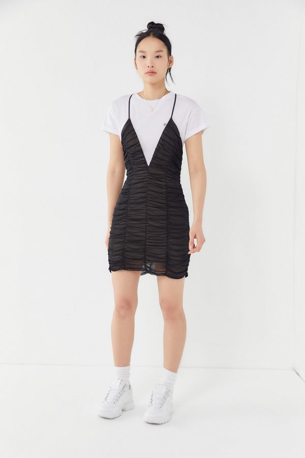UO Mesh Plunging Mini Dress | Urban Outfitters