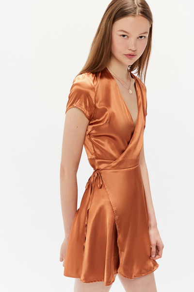 Tiger Mist See You Plunging Wrap Mini Dress | Urban Outfitters Canada