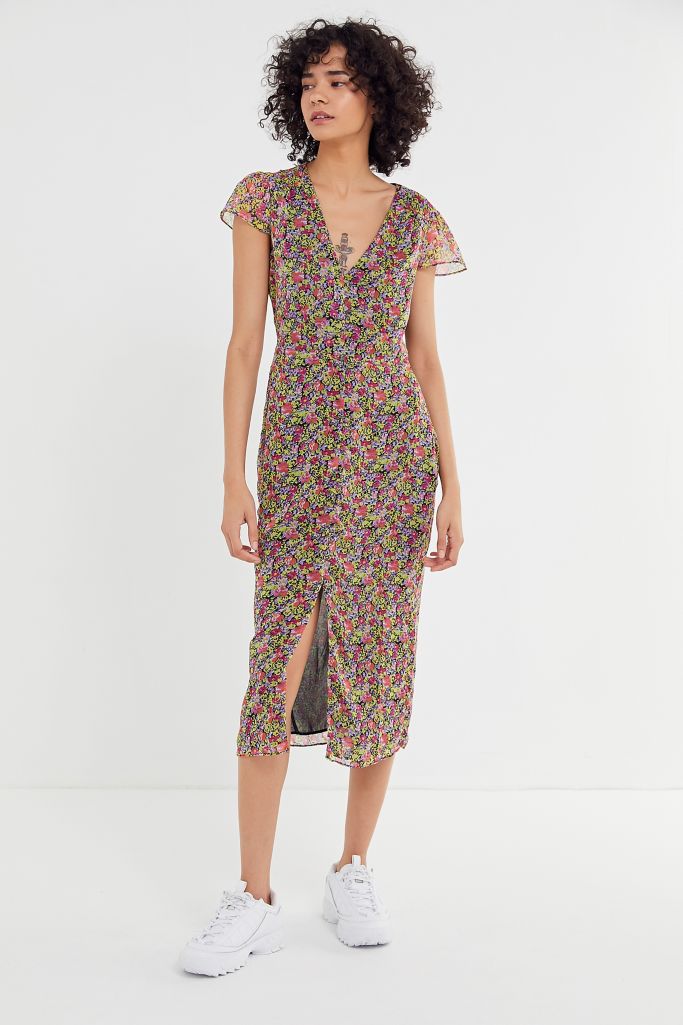 The East Order Freya Floral Midi Dress | Urban Outfitters