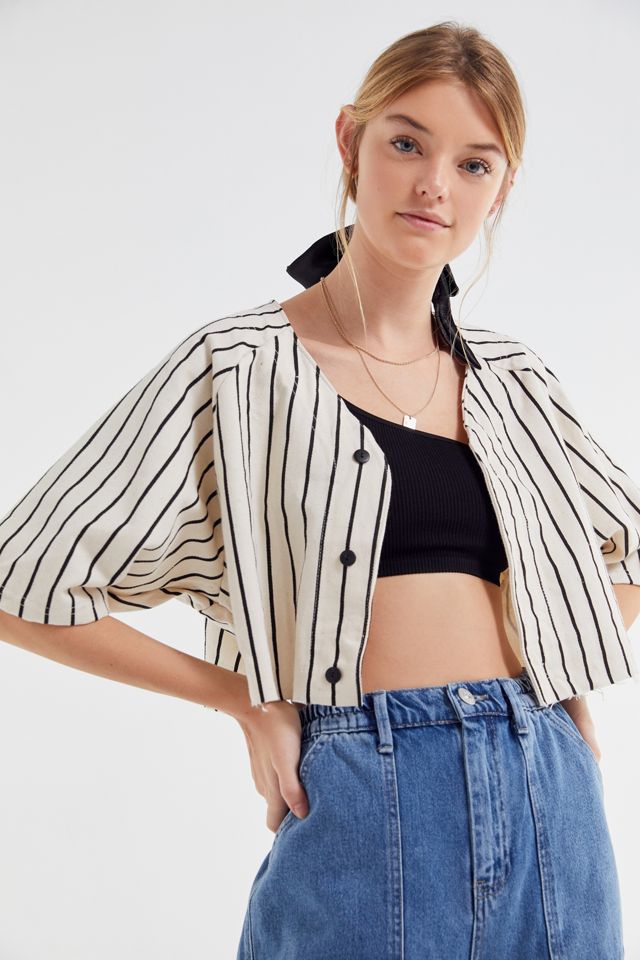 Vintage Striped Cropped Baseball Jersey | Urban Outfitters