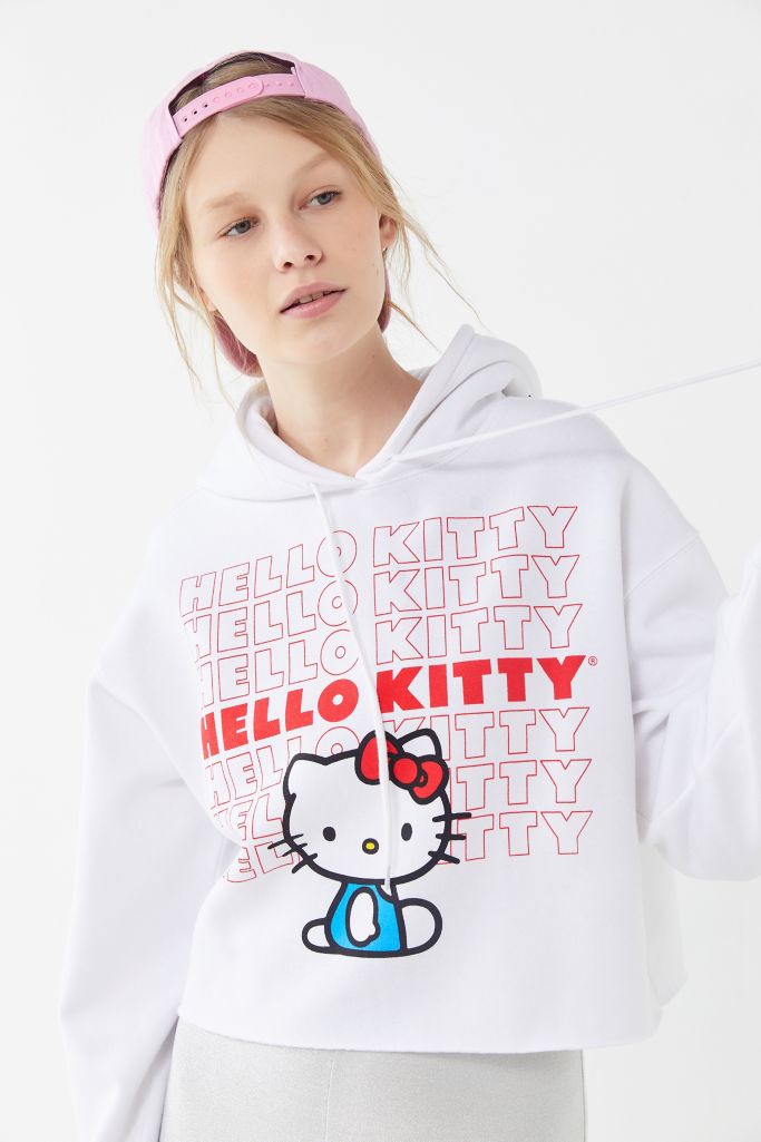 Hello Kitty Cropped Hoodie Sweatshirt Urban Outfitters Canada