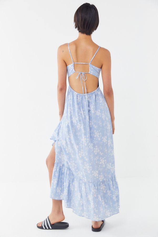 Uo Fireworks Tie Back Ruffle Midi Dress Urban Outfitters Canada