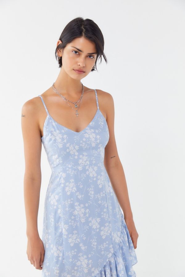 Uo Fireworks Tie Back Ruffle Midi Dress Urban Outfitters Canada