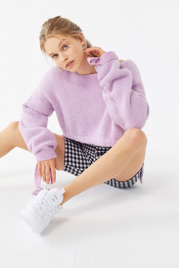 UO Eyelash Drawstring Hem High/Low Sweater | Urban Outfitters
