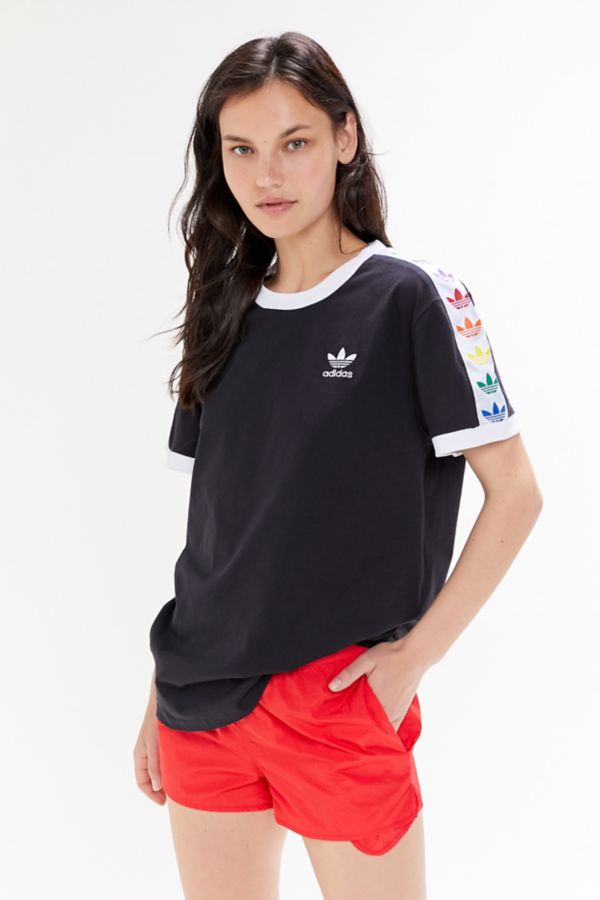Adidas Pride Rainbow Trefoil Tape Ringer Tee Urban Outfitters