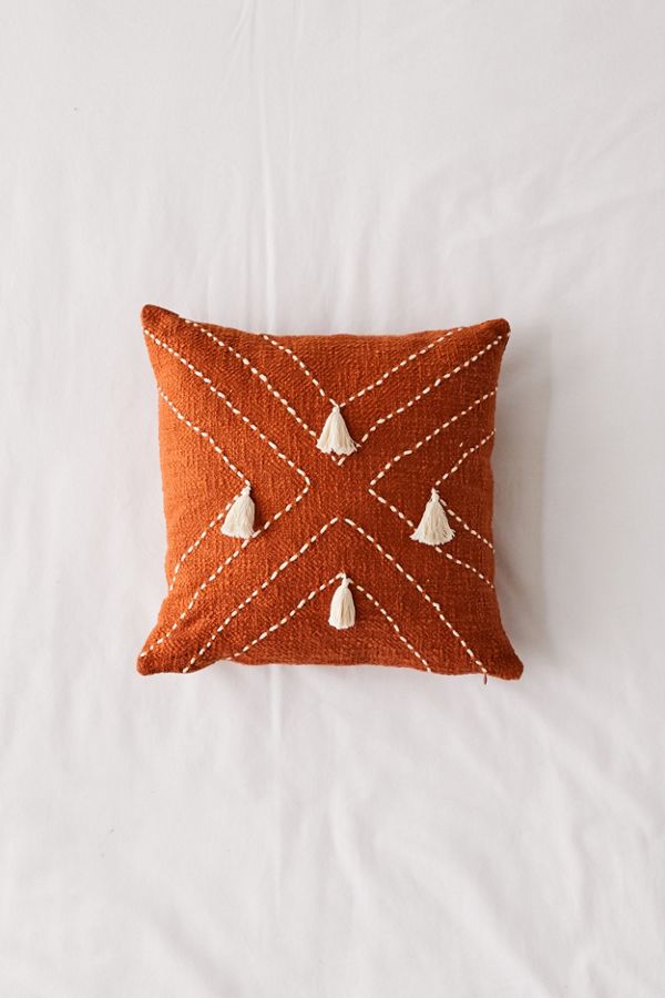 Nora Stitched Tassel Throw Pillow | Urban Outfitters