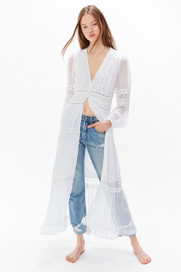 RAHI Solstice Lace Inset Button-Front Maxi Dress | Urban Outfitters