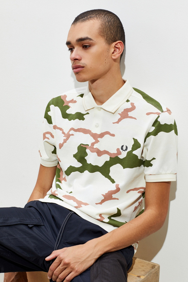 Fred Perry Camo Pique Knit Polo Shirt | Urban Outfitters