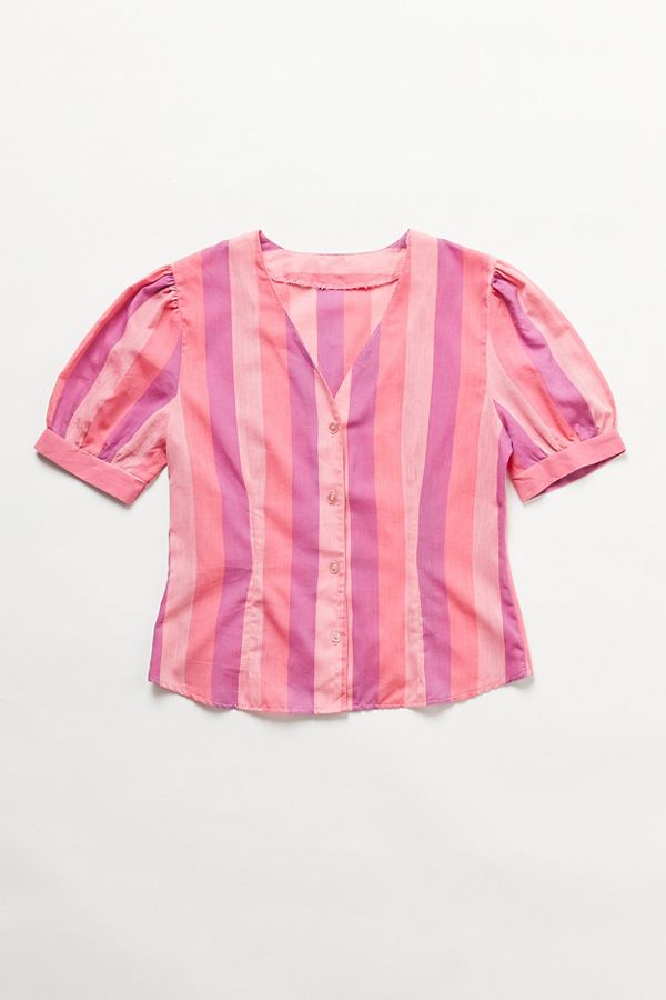 Vintage Pink Stripe Button-Front Top | Urban Outfitters