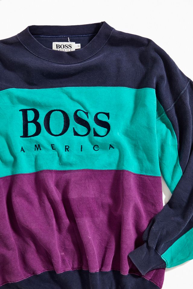 Vintage Boss America Colorblock Crew-Neck Sweatshirt | Urban Outfitters