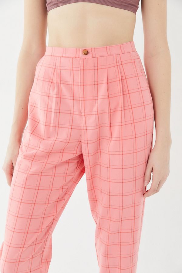 Urban Renewal Remnants Watermelon Plaid Trouser Pant | Urban Outfitters