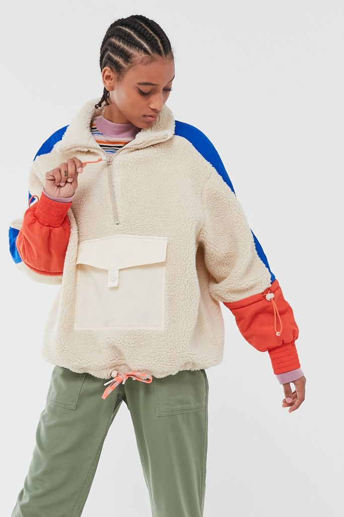 UO Liona Colorblock Fleece Half-Zip Jacket | Urban Outfitters