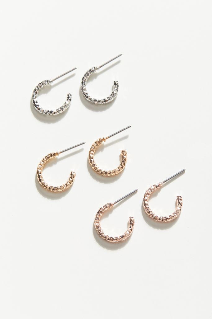 Textured Mini Hoop Earring Set | Urban Outfitters