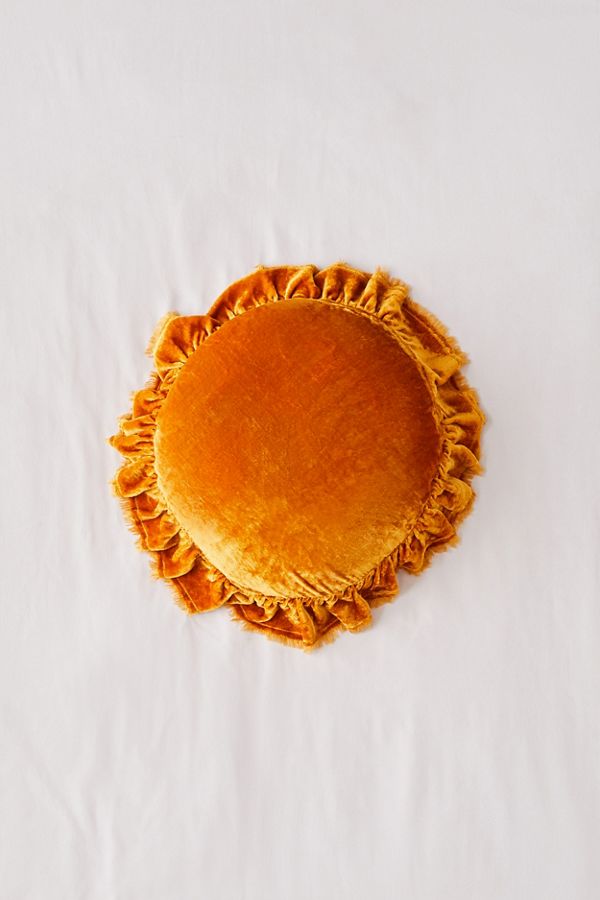 Velvet Ruffle Round Throw Pillow | Urban Outfitters Canada