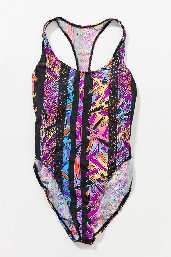 Vintage Reebok Mixed Print One-Piece Swimsuit | Urban Outfitters Canada
