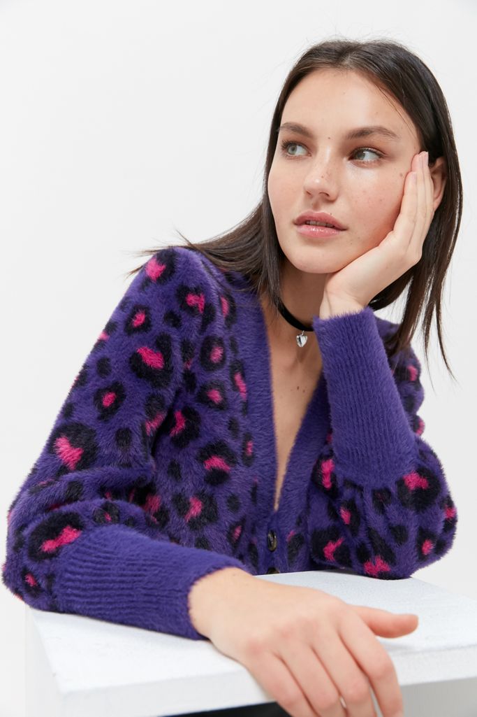 For Love & Lemons Angelina Leopard Print Cropped Cardigan | Urban ...