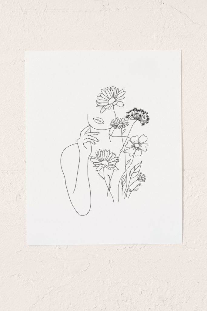 Nadja Art Woman With Flowers Iii Art Print Urban Outfitters