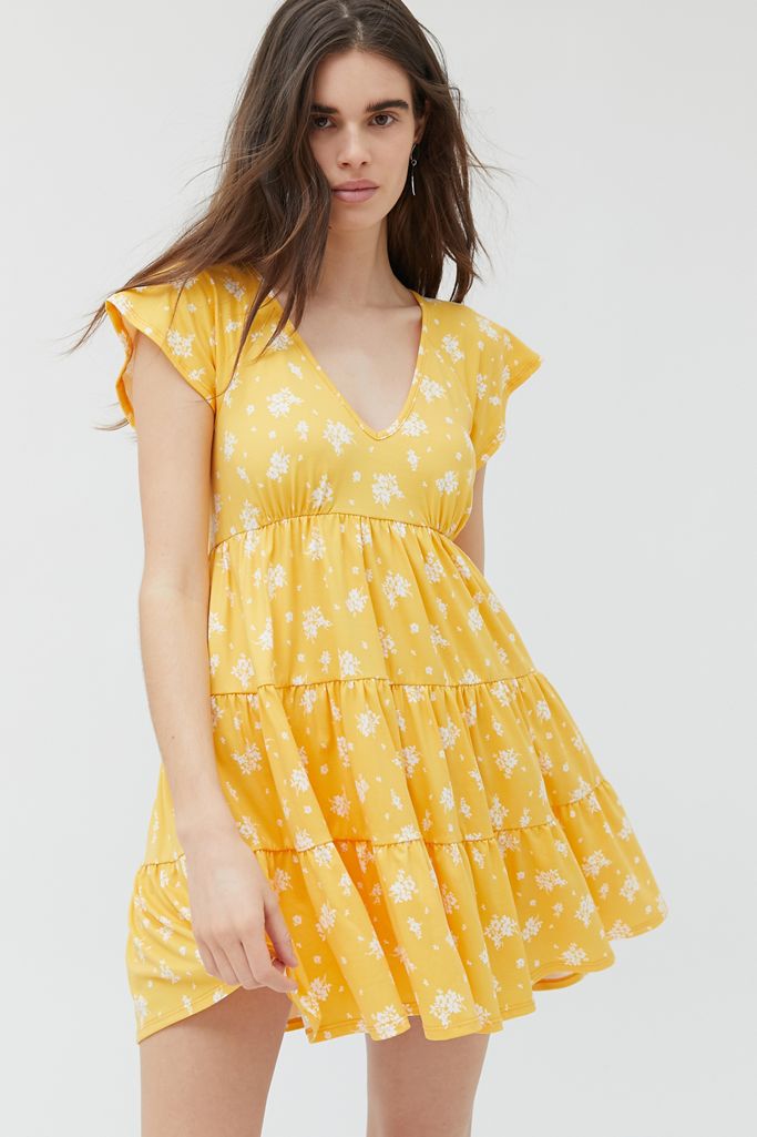 UO Julia Tiered Ruffle Frock Mini Dress | Urban Outfitters