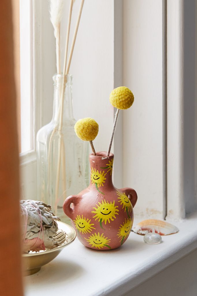 Sunflower Mini Papier-Mâché Bud Vase Figure | Urban Outfitters