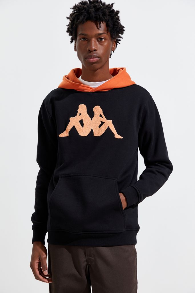 Kappa Authentic Dave Colorblock Chenille Patch Hoodie Sweatshirt | Urban Outfitters