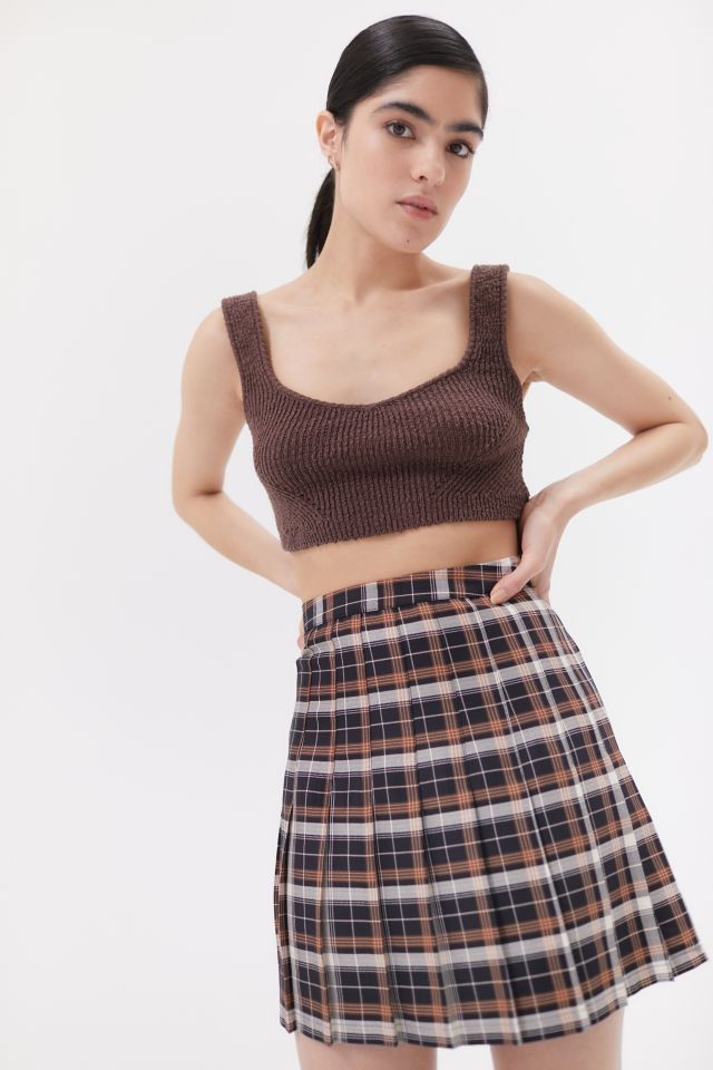 Uo Mary Plaid Pleated Mini Skirt Urban Outfitters