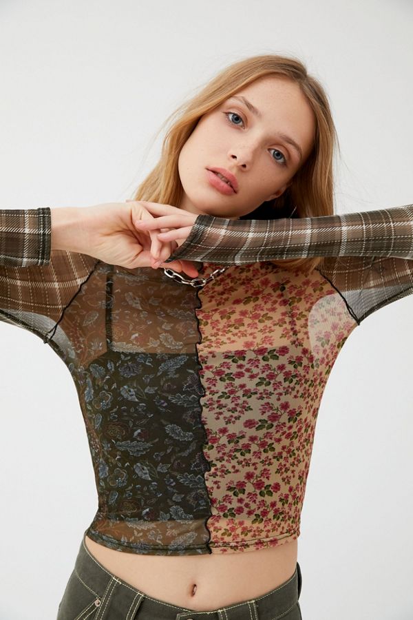 UO Mesh Patchwork Top | Urban Outfitters