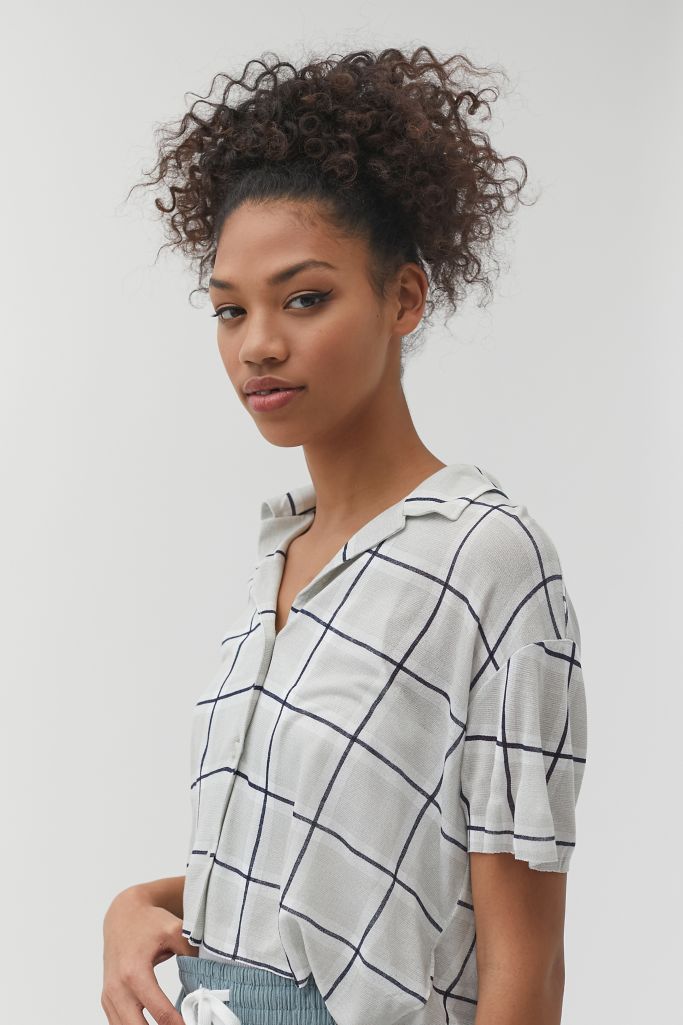 Uo Harper Crepe Button Down Shirt Urban Outfitters Canada