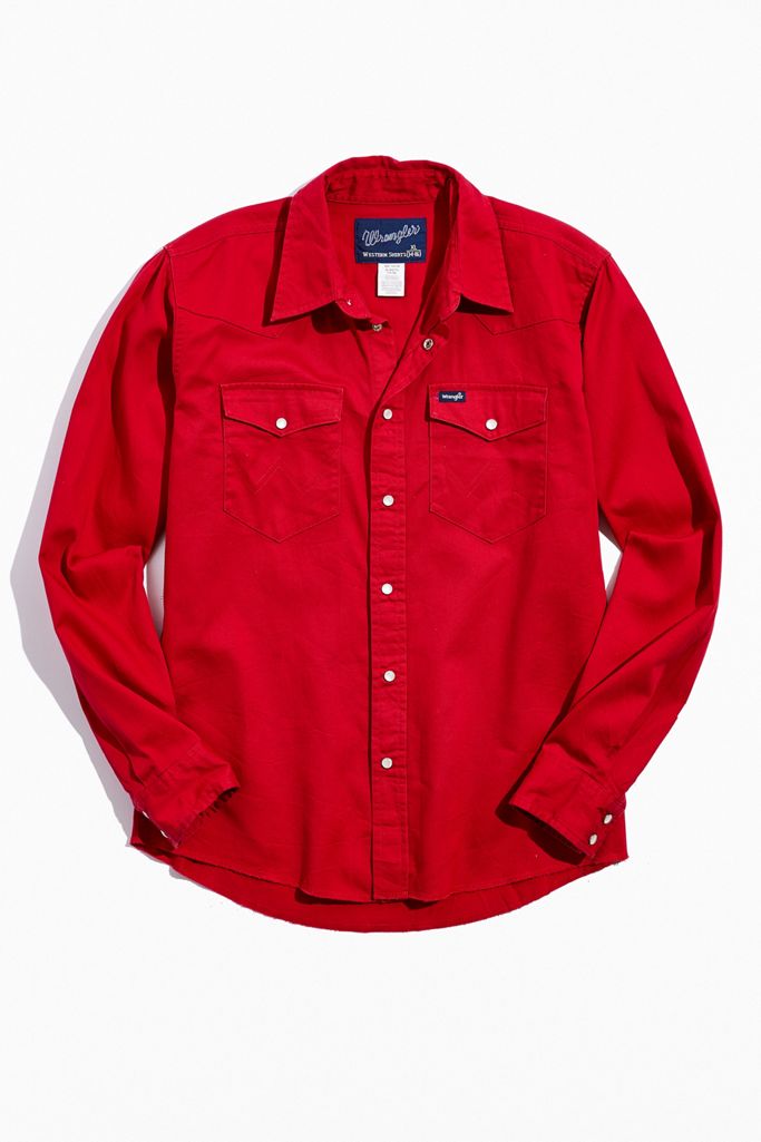 Vintage Wrangler Red Western Button-Down Shirt | Urban Outfitters