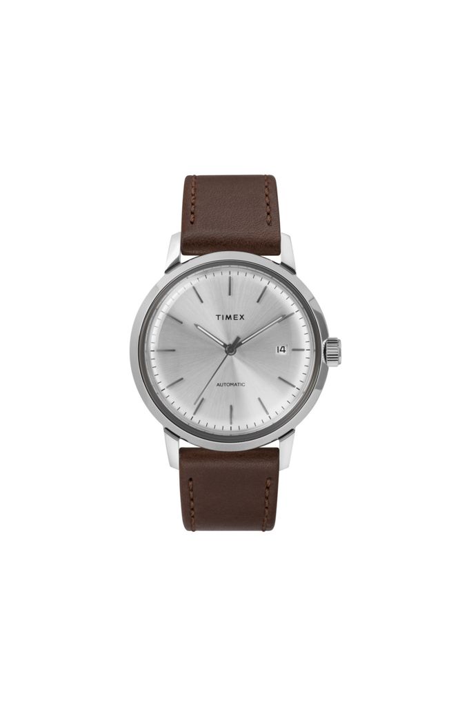 Timex Marlin® Automatic 40mm Leather Strap Watch | Urban Outfitters