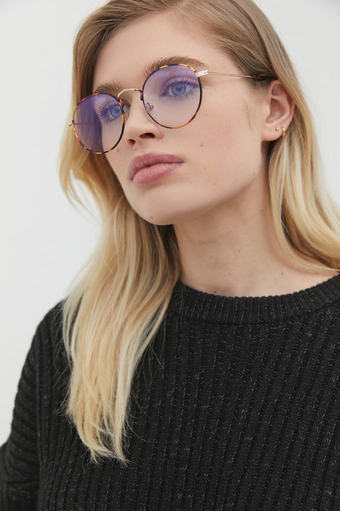 Nora Blue Light Round Glasses Urban Outfitters
