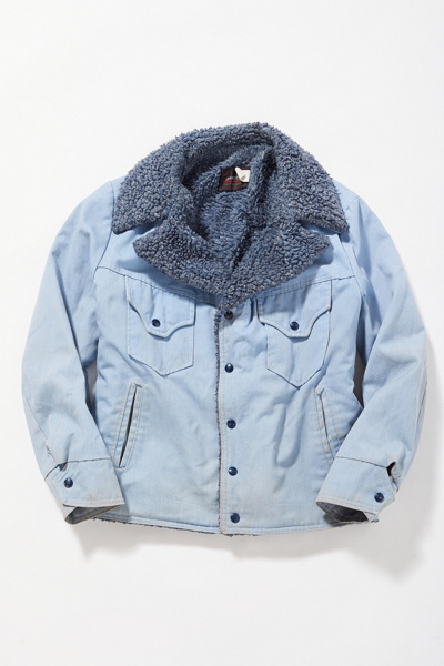 Vintage Sherpa Lined Blue Jacket | Urban Outfitters