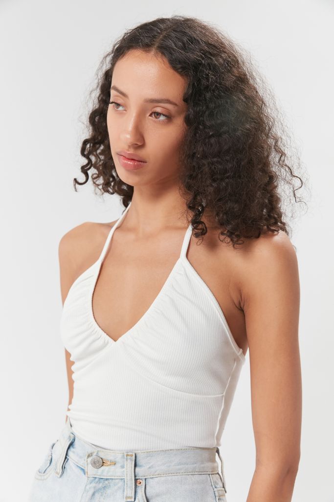 UO Ribbed Cropped Halter Top | Urban Outfitters