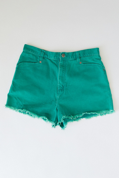 Vintage Frayed Green Denim Short | Urban Outfitters