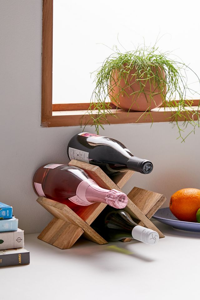 Mango Wood Cross Hatch Wine Rack | Urban Outfitters